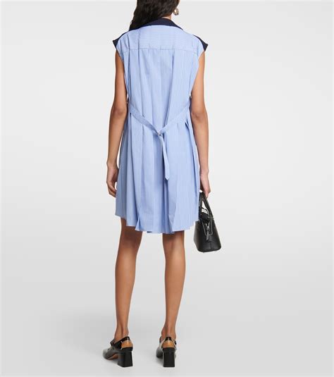 블루 코튼 블렌드 셔츠 미니드레스 Sacai Mytheresa