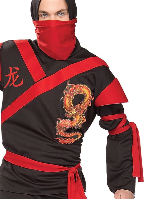 Mens Ninja Warrior Costume Red And Black Ninja Costume