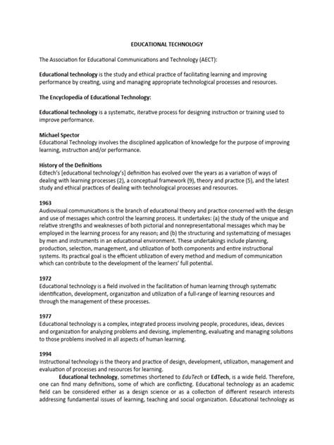 Definition And History Pdf Educational Technology Learning