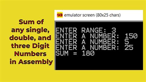 Sum Of Any Dynamic Single Double Triple Digit Using Loop In Assembly