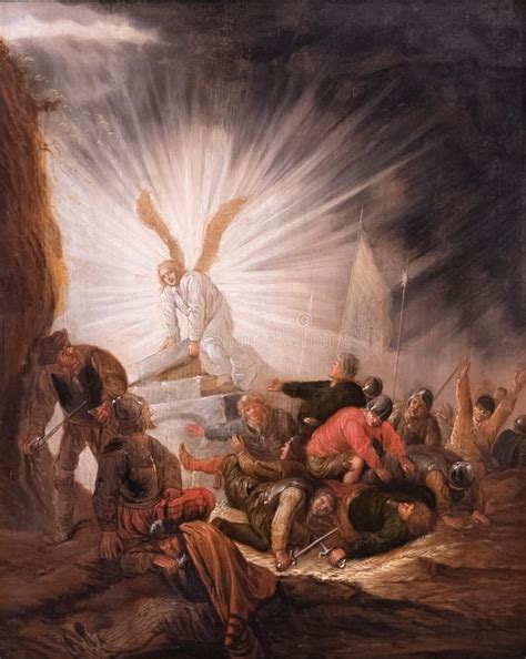 Un ángel Abre La Tumba De Cristo De Benjamin Cuyp Imagen Editorial