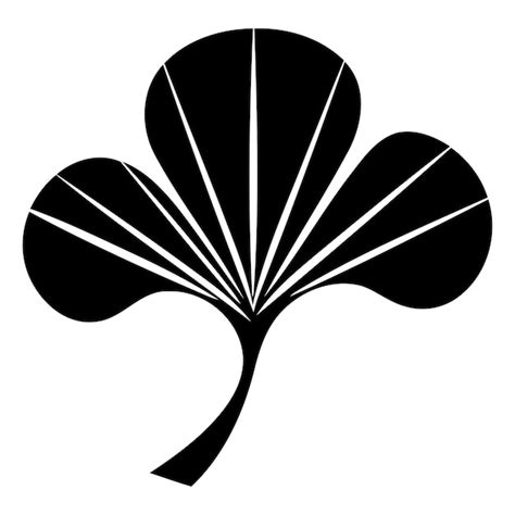 Simple Stylish Black And White Illustration Of A Ginkgo Biloba Leaf