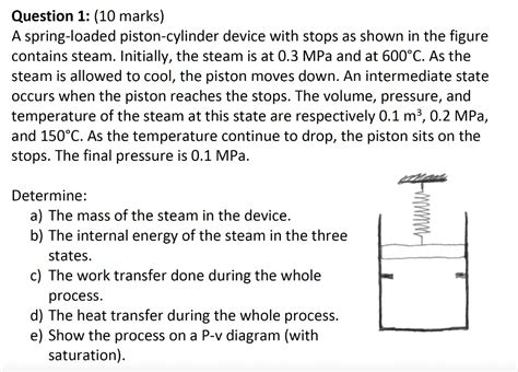 Thermodynamics Question 1 10 Marks A Spring Loaded Piston Cylinder