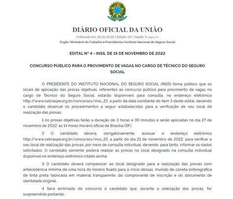Concurso Inss Locais De Prova Disponíveis Em 2111