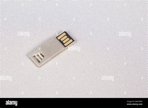 Usb Key Flash Silver On White Background Stock Photo Alamy