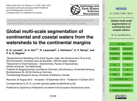 Pdf Global Multi Scale Segmentation Of Continental And Coastal Waters