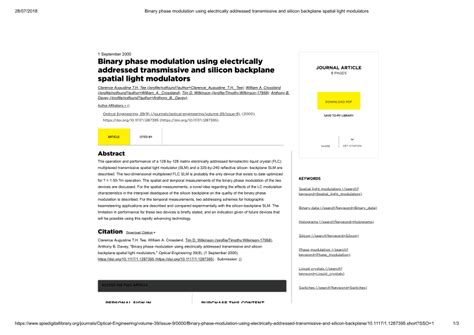 Pdf Phase Modulation Using The Silicon Backplane Spatial Light