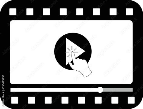 Multimedia Video Player Shape With A Hand Pressing Play Button Filming