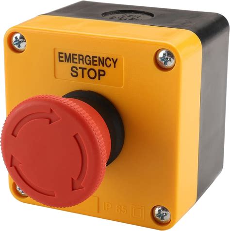 Baomain Red Sign Emergency Stop Switch Push Button Weatherproof Push