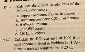 Solved P13 1 Calculate The Area In Circular Mils Of The Chegg Com