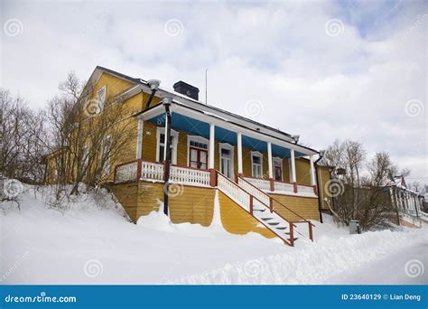 Traditional Finnish House In Winter Stock Image Image Of Europe