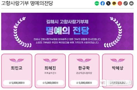김해시 고향사랑기부제 온라인 ‘명예의 전당 개설