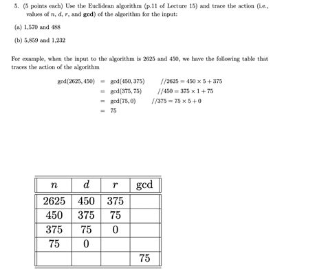 solved 5 5 points each use the euclidean algorithm p 11