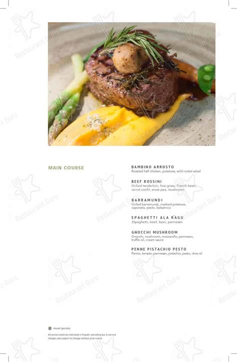 Menu At Pidari Lounge Jakarta