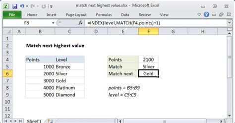 Match Next Highest Value Excel Formula Exceljet