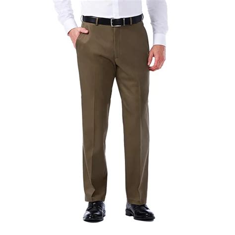 Mens Haggar® Premium No Iron Khaki Stretch Classic Fit Flat Front