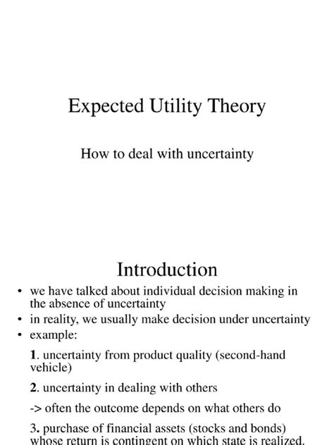 Expected Utility Theory Pdf