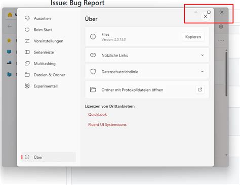 The Window Navigation Overlaps Settings · Issue 6538 · Files Community