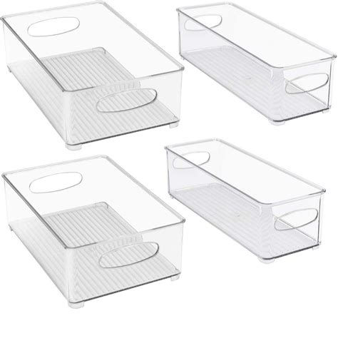 Sorbus Plastic Storage Bins Stackable Clear Pantry Organizer Box Bin