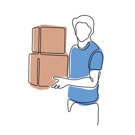 Premium Vector Delivery Man Continuous Line Colourful Vector Illustration