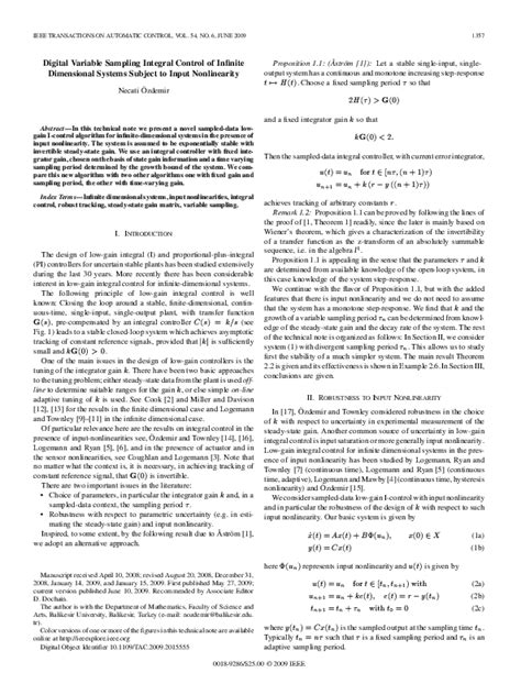 Pdf Digital Variable Sampling Integral Control Of Infinite