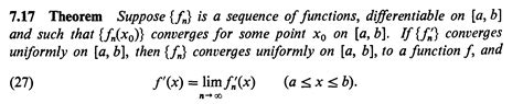 Real Analysis Limit Of Sequence Of Functions Not Differentiable At