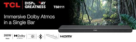 TCL TS8111 Dolby Atmos Soundbar with Built-in Subwoofers for TV and ...