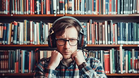 Adult Nerd Listening Knowledge Through Books Headphones Background Nerd Geek Hipster