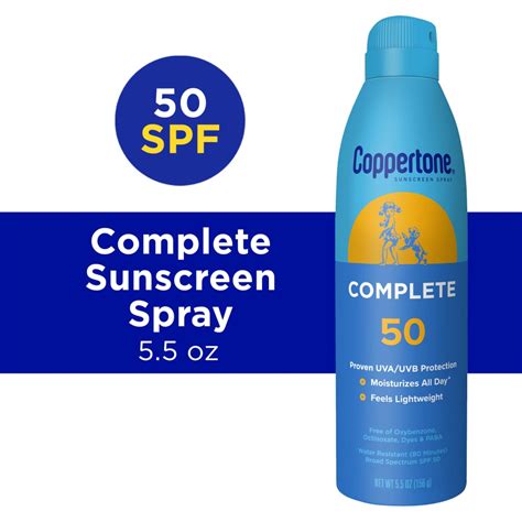 Coppertone Complete Sunscreen Spray Spf 50 Spray Sunscreen 55 Oz