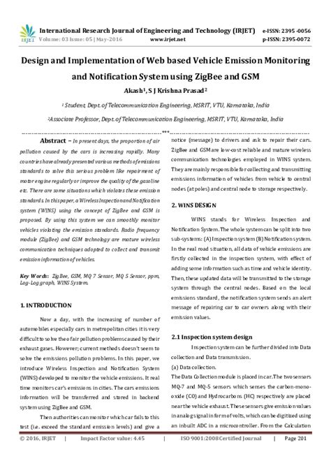 Pdf Web Based Vehicle Emission Monitoring System