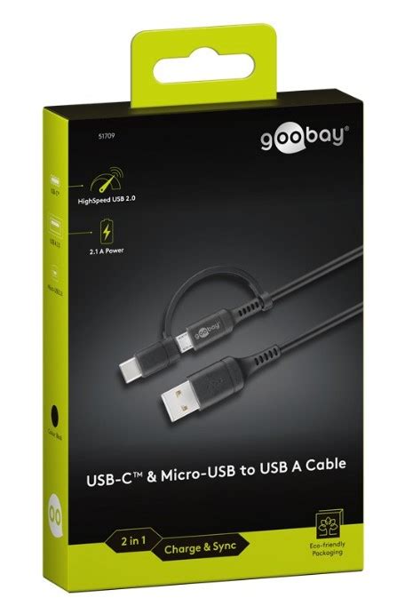 Goobay 2 In 1 Charging And Data Cable With USB A To Micro USB USB C Lobcom HK Ltd