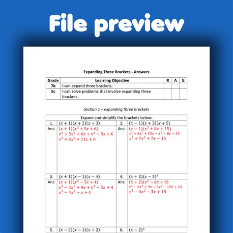 Expanding And Simplifying Three Brackets Worksheet And Codebreaker