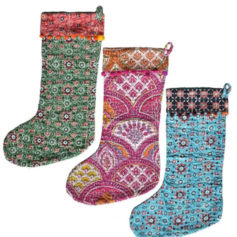 Kantha Stitched Stocking Lucias World Emporium