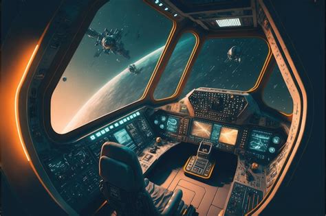 Premium Photo Outer View Of Cockpit Spaceship Window With Control