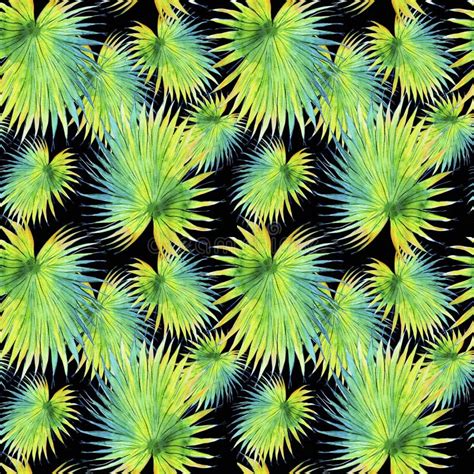 Watercolor Tropical Floral Illustration Set With Green Leaves For