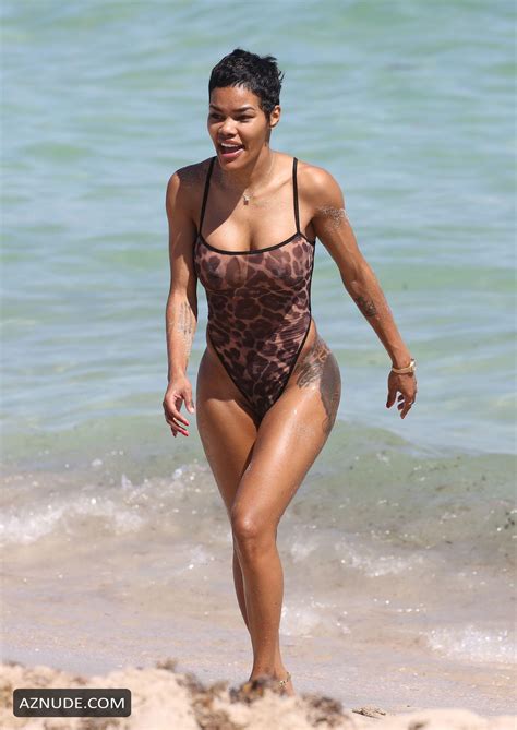 Teyana Taylor Wears A Sheer Thong Bodysuit At The Beach In Miami Aznude