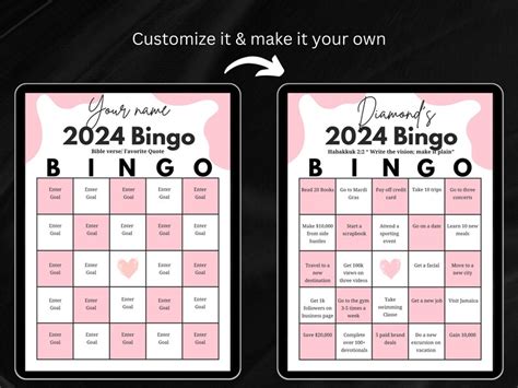 2024 Bingo Card Digital Template Bundle Manifestation Bingo Digital