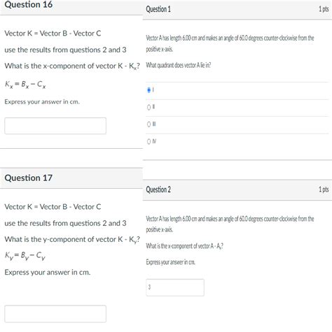 solved question 16 question 1 1 pts vector k vector b