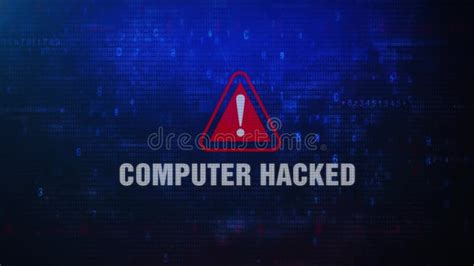 Computer Hacked Alert Warning Error Message Blinking On Screen Stock