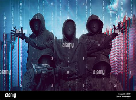 Group Of Hacker With Anonymous Mask Stock Photo Alamy