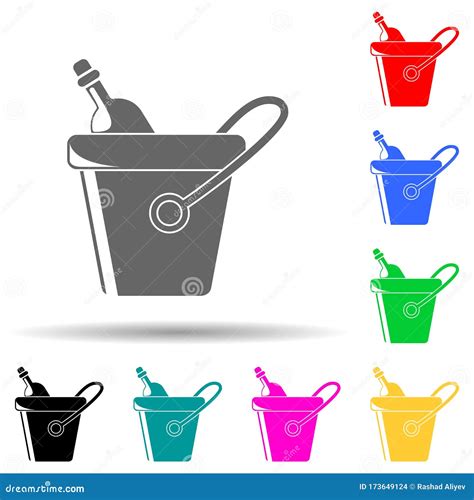 Champagne In A Bucket Multi Color Style Icon Simple Glyph Flat Vector
