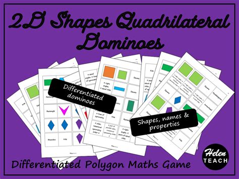 2d Shapes Quadrilateral Dominoes Game Differentiated Teaching Resources