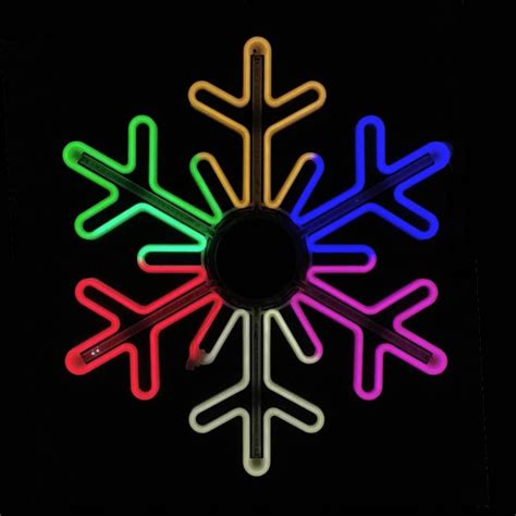 Neon Digital Rainbow Snowflake 75cm Christmas Elves