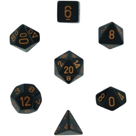Chessex 7 Piece Dice Set Opaque Black With Gold Gamescape
