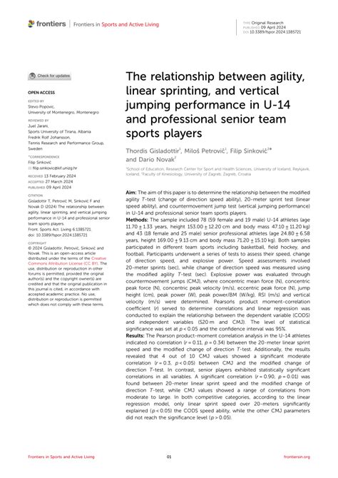 Pdf The Relationship Between Agility Linear Sprinting And Vertical
