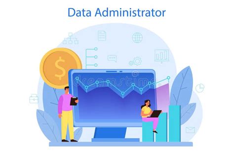 Data Base Administrator Concept Female And Male Character Working Stock Vector Illustration