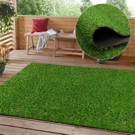 Heyroll Realistic Artificial Turf Grass 3 Ft X 5 Ft Artificial Synthetic Fake Grass 20mm Green