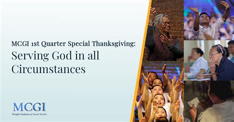 Mcgi 1st Quarter Special Thanksgiving Serving God In All Circumstances