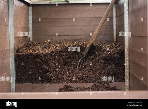 Mature Compost Ready To Use In Garden Produced In A Community Composter Placed In A Common Area
