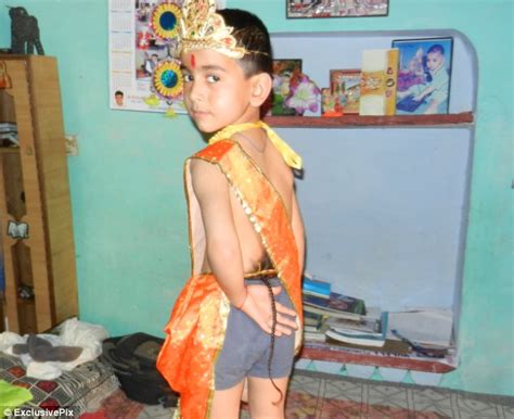 Indian Boy With A Tail Worshipped As A Monkey Like God Daily Mail Online